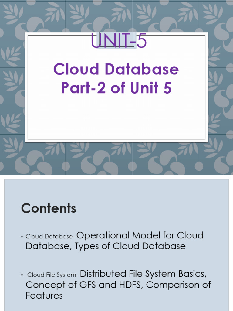Unit5part2 Cloud Database | PDF