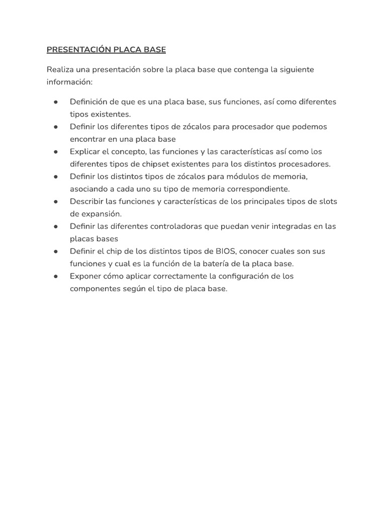 Presentacion Placa Base | PDF