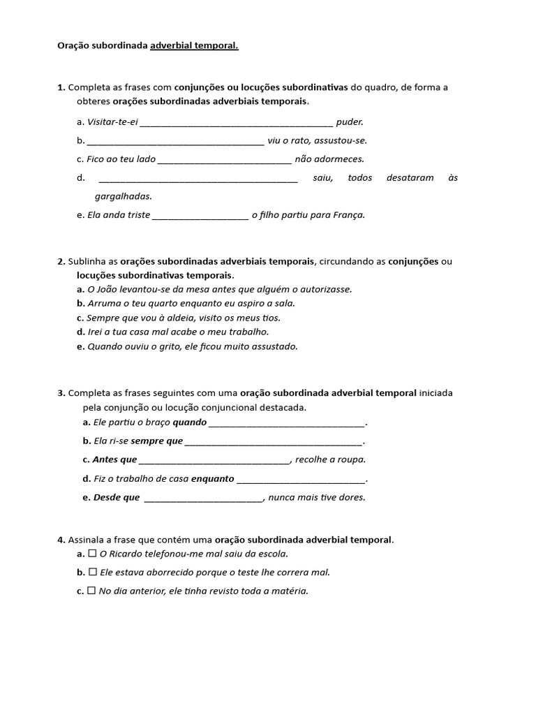 Oração Subordinada Adverbial Temporal | PDF
