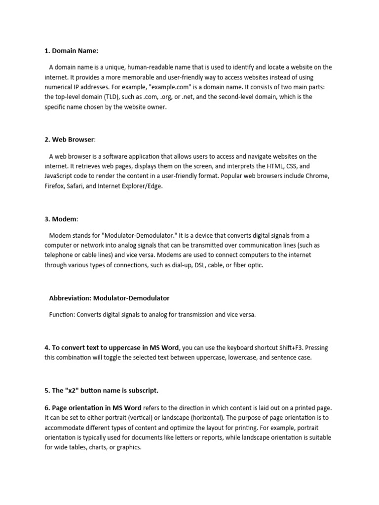 Tech Basics: Domains, Networks, & MS Word | PDF | Computer Network ...