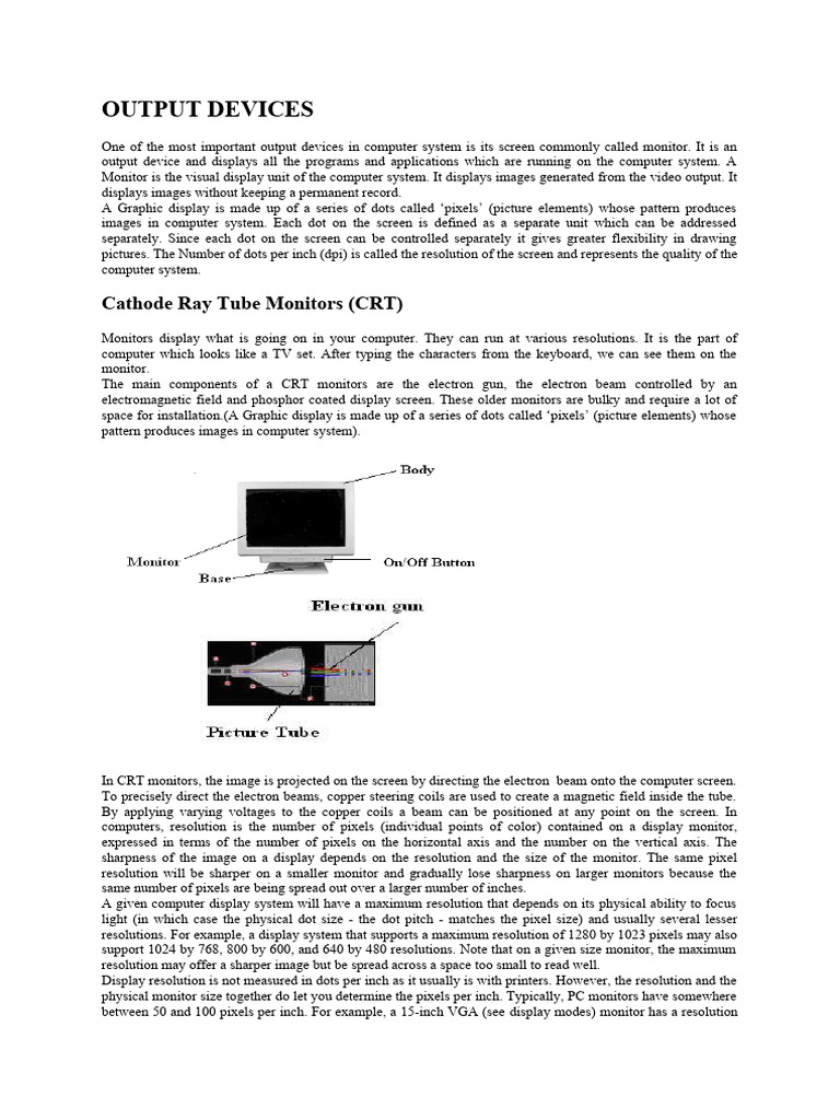 Output Devices Pdf Printer Computing Computer Monitor
