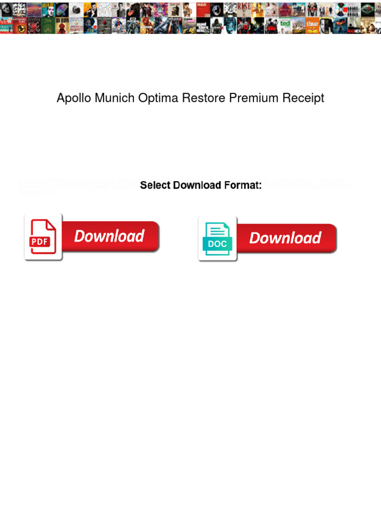 Apollo Munich Optima Restore Premium Receipt | PDF | Insurance | Hospital