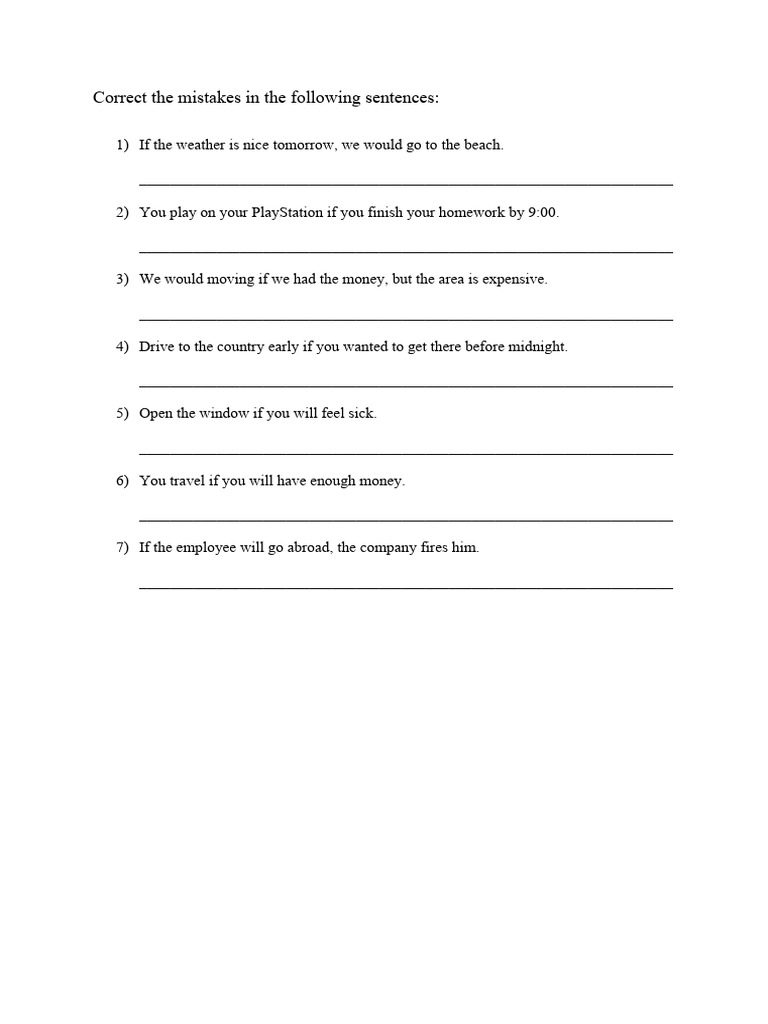 Conditionals - Correct The Mistakes | PDF