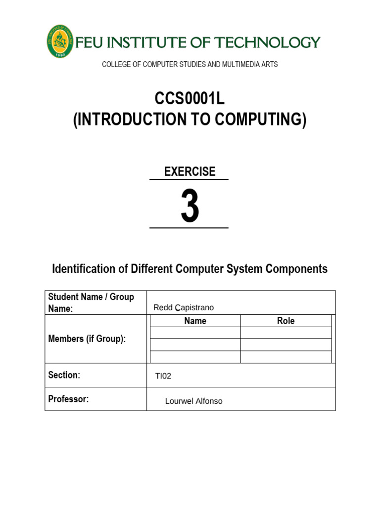 (M3-TECHNICAL) Hardware Components of Personal Computer - Capistrano | Download Free PDF ...