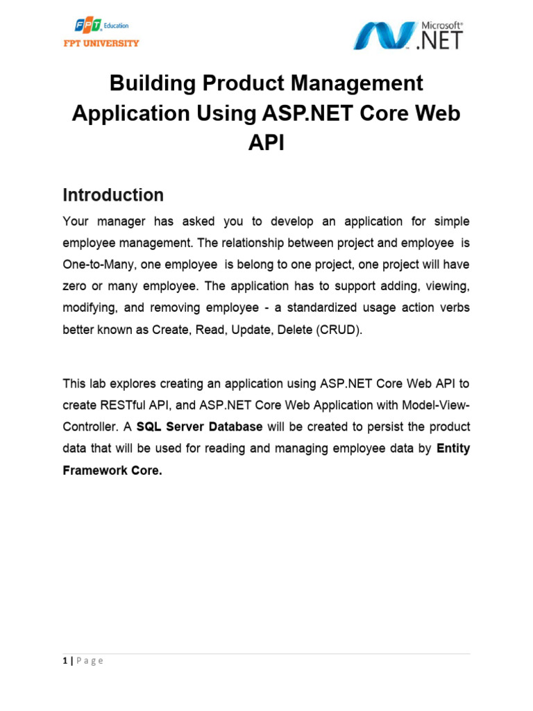 Lab01 - EmployeeManagement - Using ASP - NET Core Web API | PDF | Model–View–Controller | Entity ...