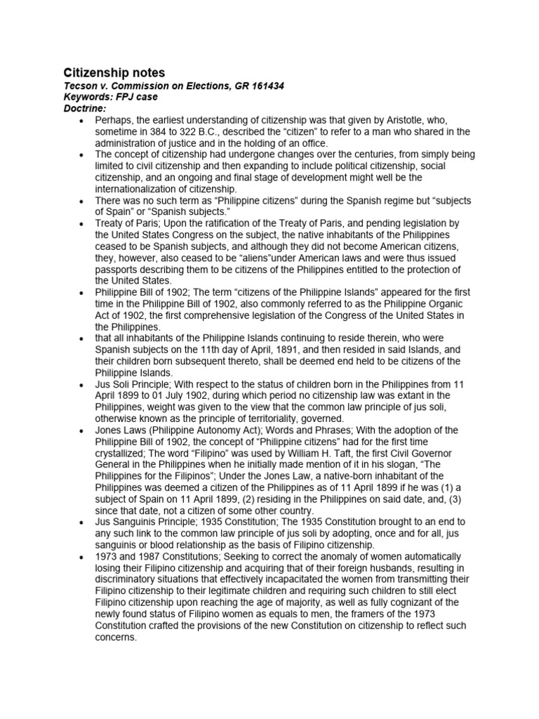 Citizenship Notes | PDF
