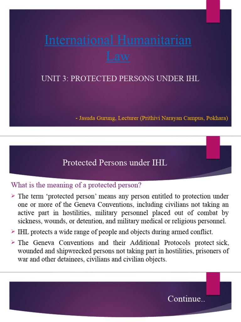 Unit 3 Protected Persons Under IHL | Download Free PDF | International Humanitarian Law | Geneva ...