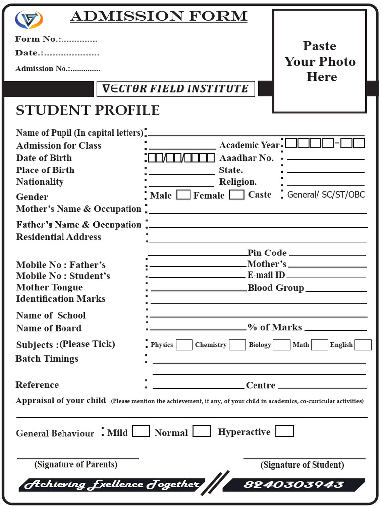 Student Admission Form | PDF