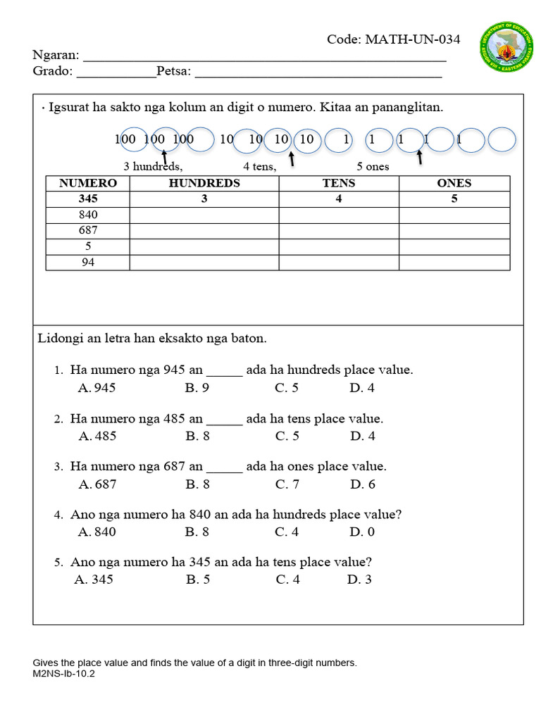 34 LRP Worksheet Template - Math - Understanding Numbers (Repaired) | PDF
