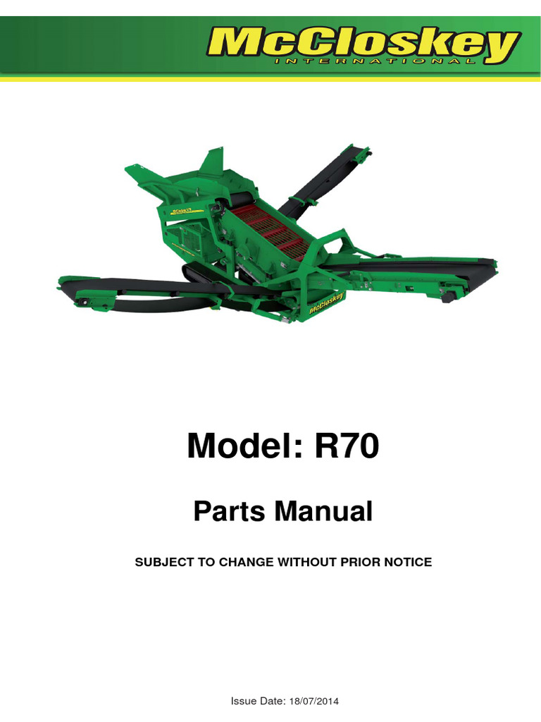 R70 Parts Manual | PDF | Vehicle Technology | Equipment
