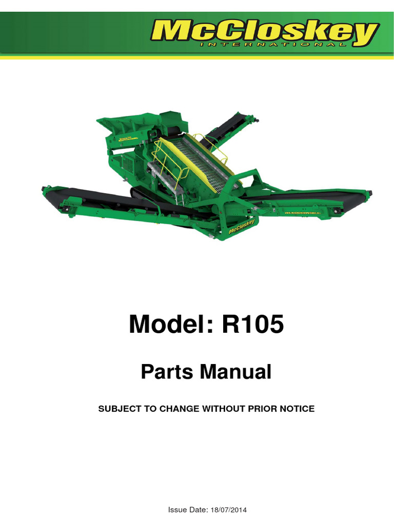 R105 Parts Manual | PDF | Belt (Mechanical) | Elevator