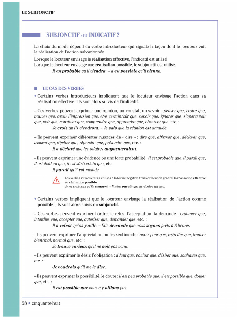 Subjonctif Ou Indicatif | PDF
