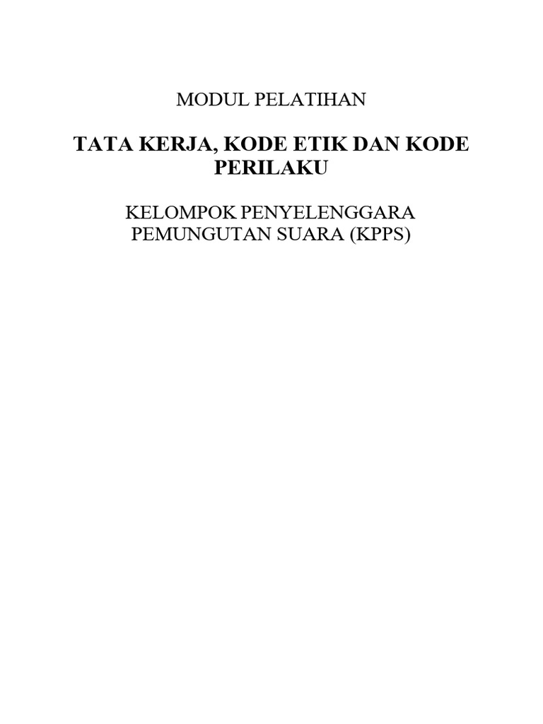 Modul 2 Tata Kerja, Kode Etik Dan Kode Perilaku 10-01 | PDF