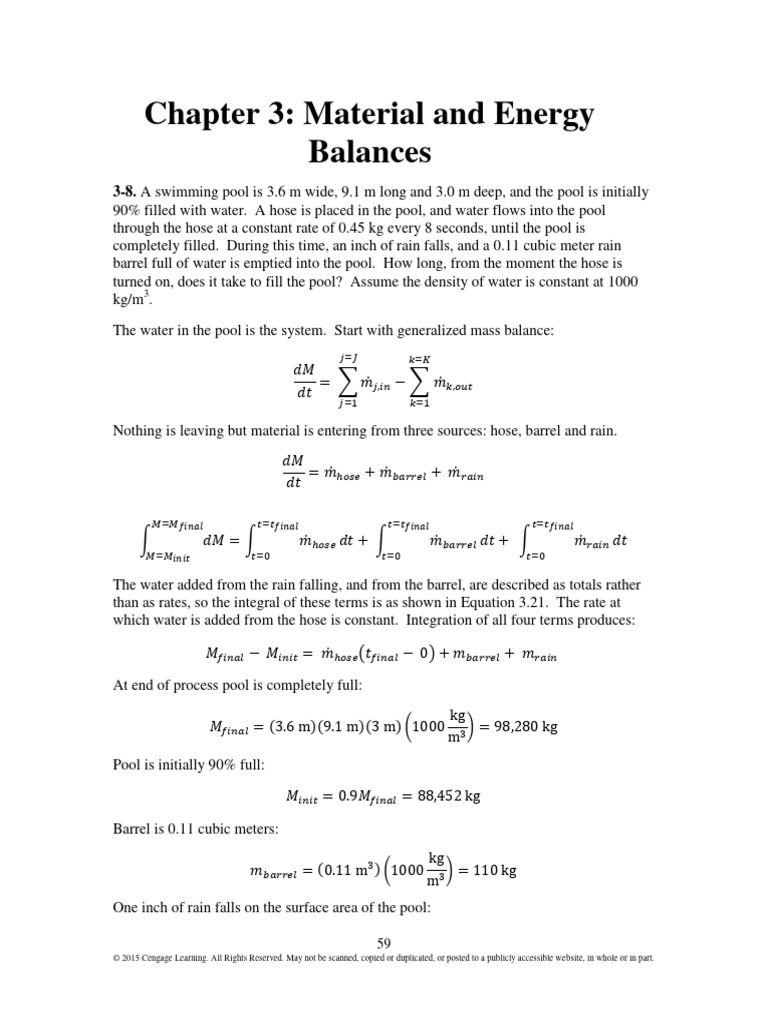Water and Energy Balances in Pools | PDF | Mole (Unit) | Chemical ...