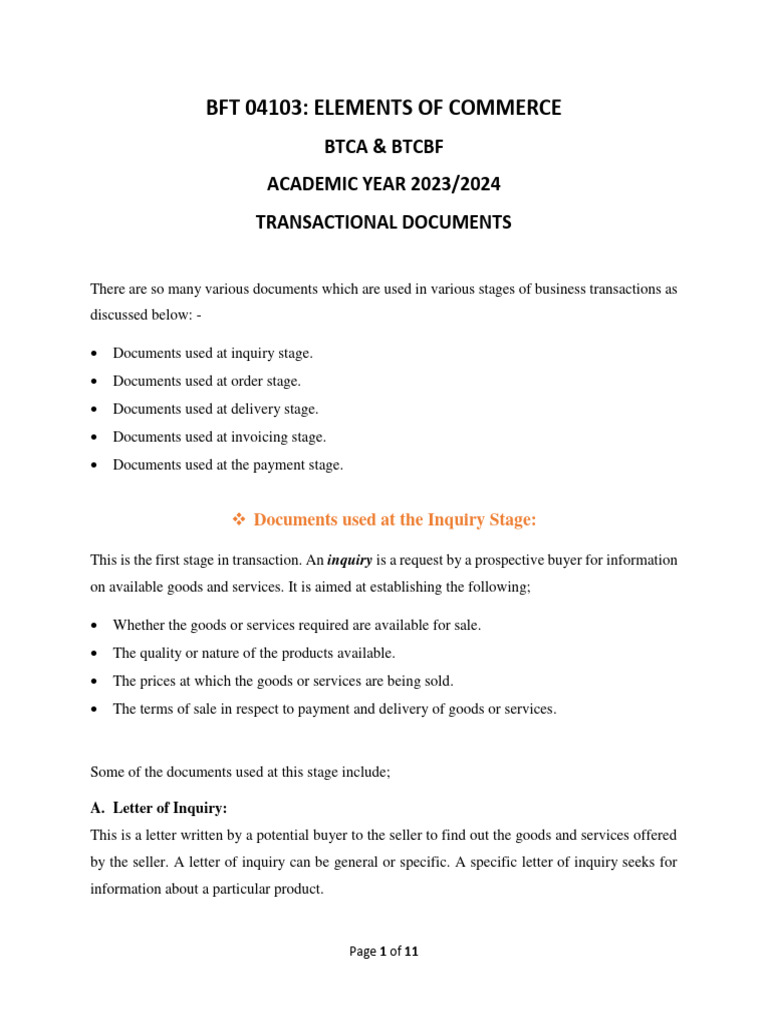 DOCUMENTS USED IN TRANSACTION PROCESS | PDF | Invoice | Receipt