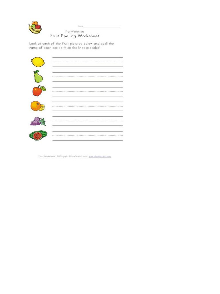 Fruit Spelling Worksheet | PDF