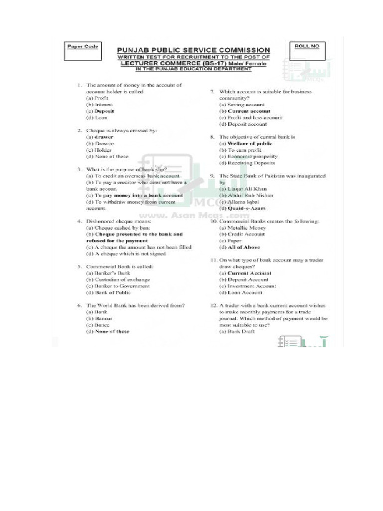 PPSC Past Paper | PDF