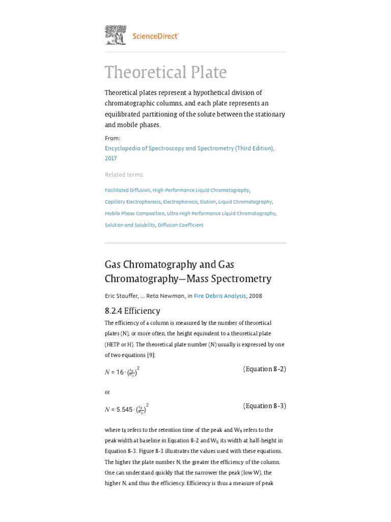 Theoretical Plate - An Overview - ScienceDirect Topics | PDF | Teaching ...