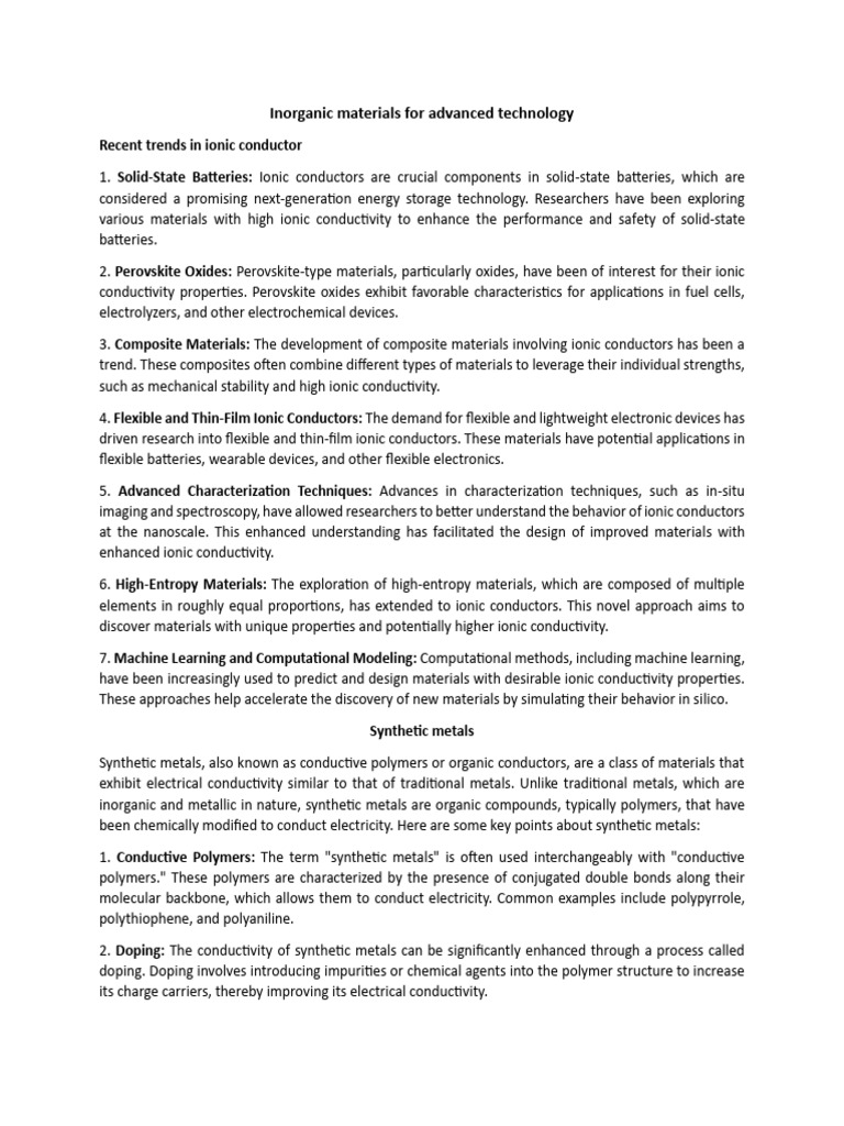 Inorganic Materials For Advanced Technology | PDF | Carbon Nanotube | Liquid Crystal