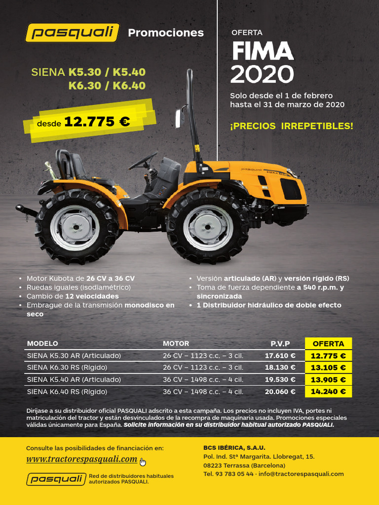 PROMO TRACTOR PASQUALI HASTA MARZO 2020 - Compressed | PDF | Embrague ...
