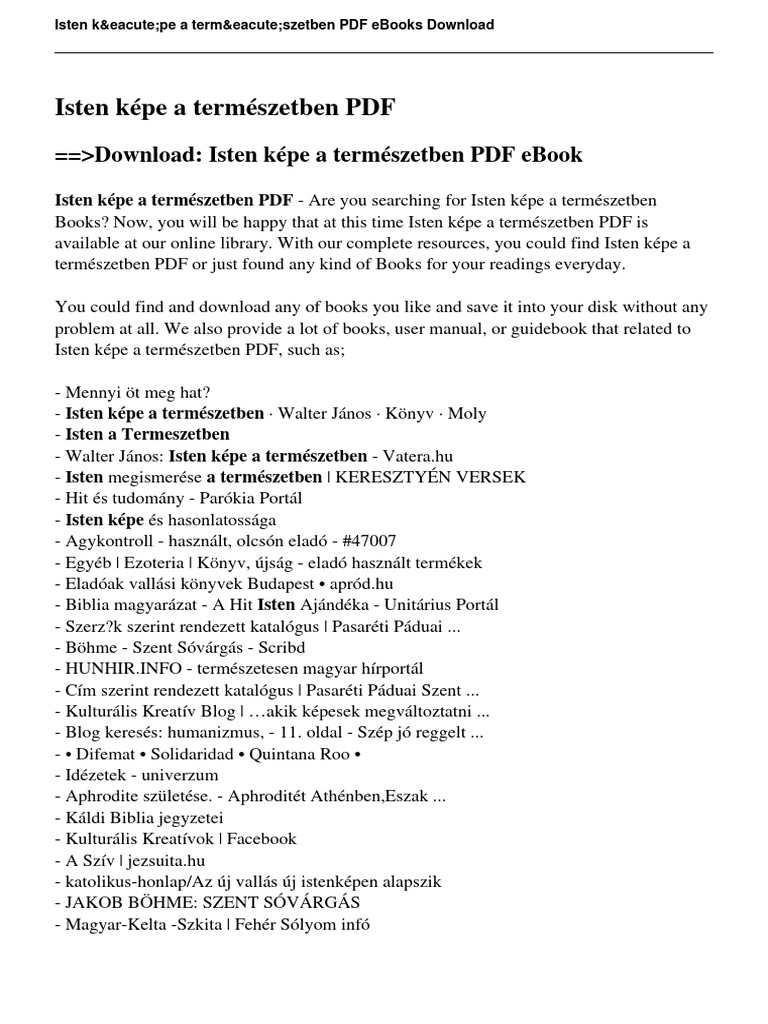 Isten Képe A Természetben PDF | PDF