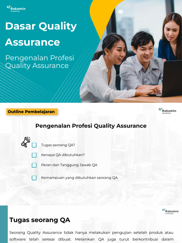 Dasar Quality Assurance - Pengenalan Profesi Quality Assurance | PDF | Bisnis