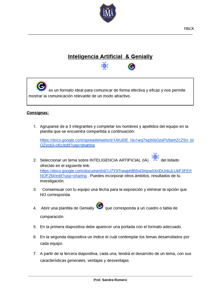 IA & Genially Consignas Exposición Oral | PDF