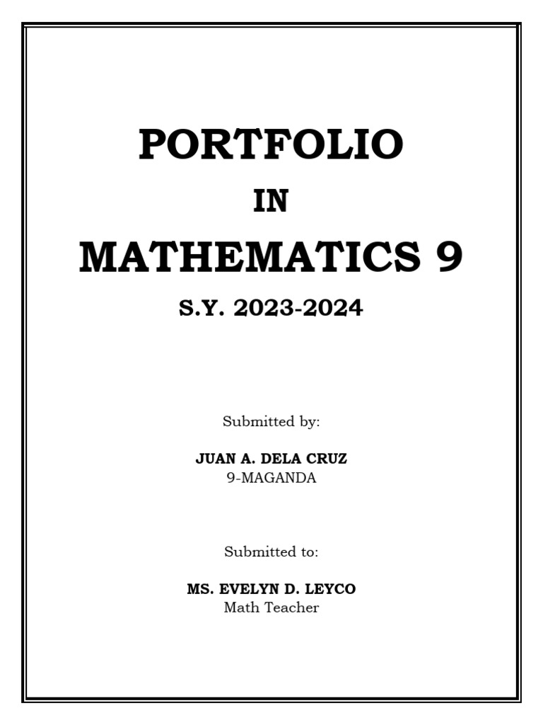 Cover Page Math Portfolio | PDF