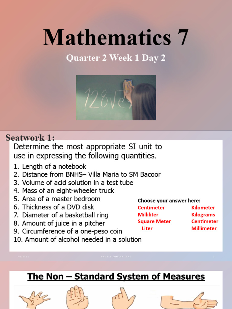 MATH7 - PPT - Q2 - W1 - Day 2 - Measuring Length | PDF | Foot (Unit) | Measurement