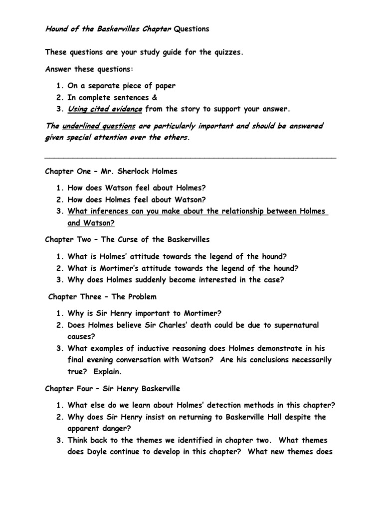 Hound of The Baskervilles Questions | PDF | Sherlock Holmes | Dr. Watson