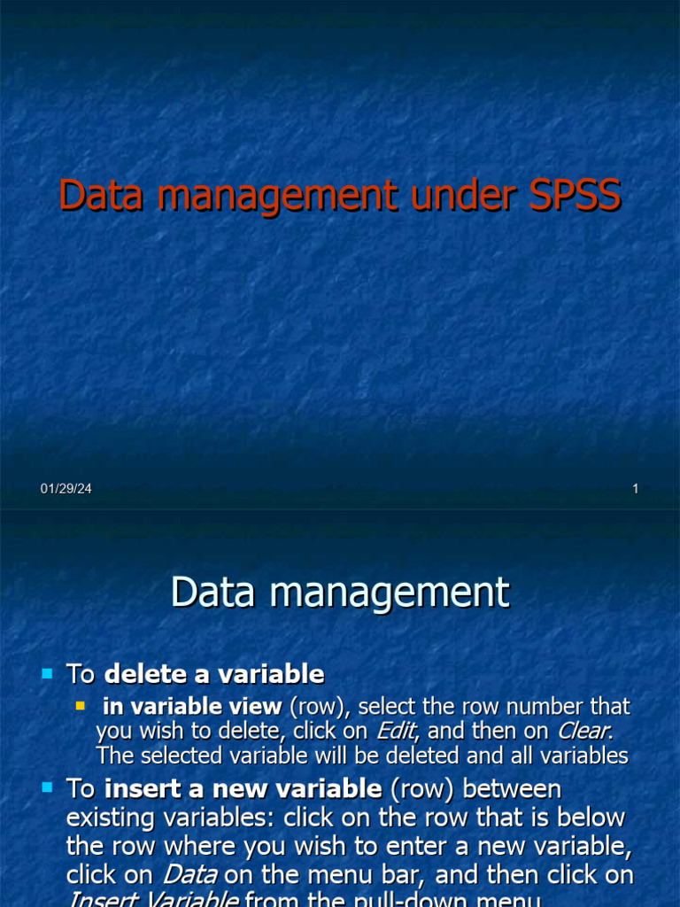 Data Management Under Spss | PDF | Menu (Computing) | Spss