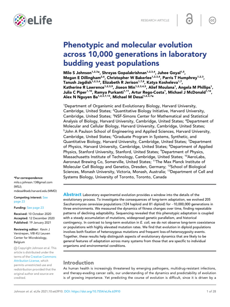 Phenotypic and Molecular Evolution Across 10,000 Generations in ...