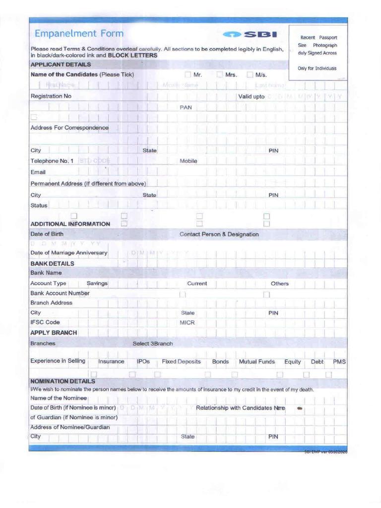 sbi form | PDF