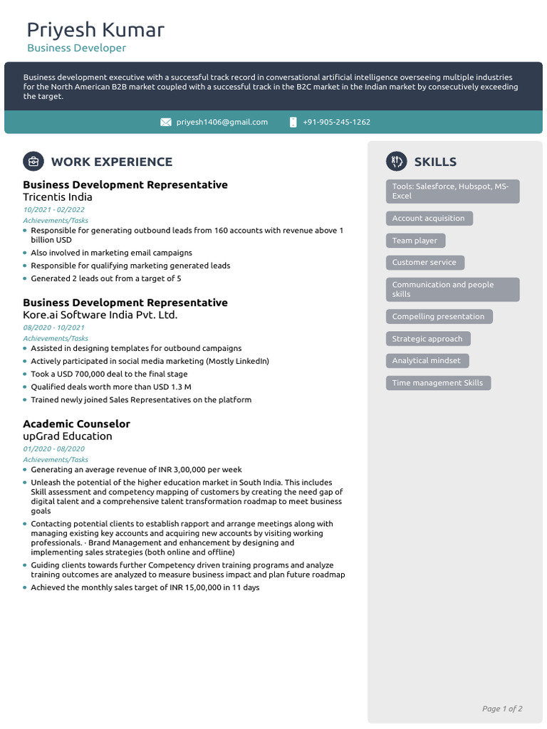 Priyesh's Resume - 101 | PDF