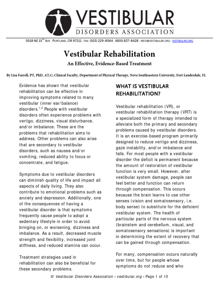 Vestibular Rehab: Effective Treatment | PDF | Vertigo | Balance (Ability)