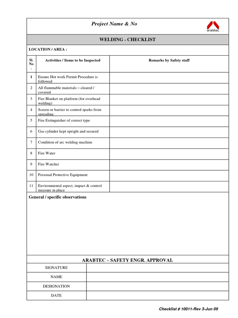 Rev-3 Checklist - Welding | PDF