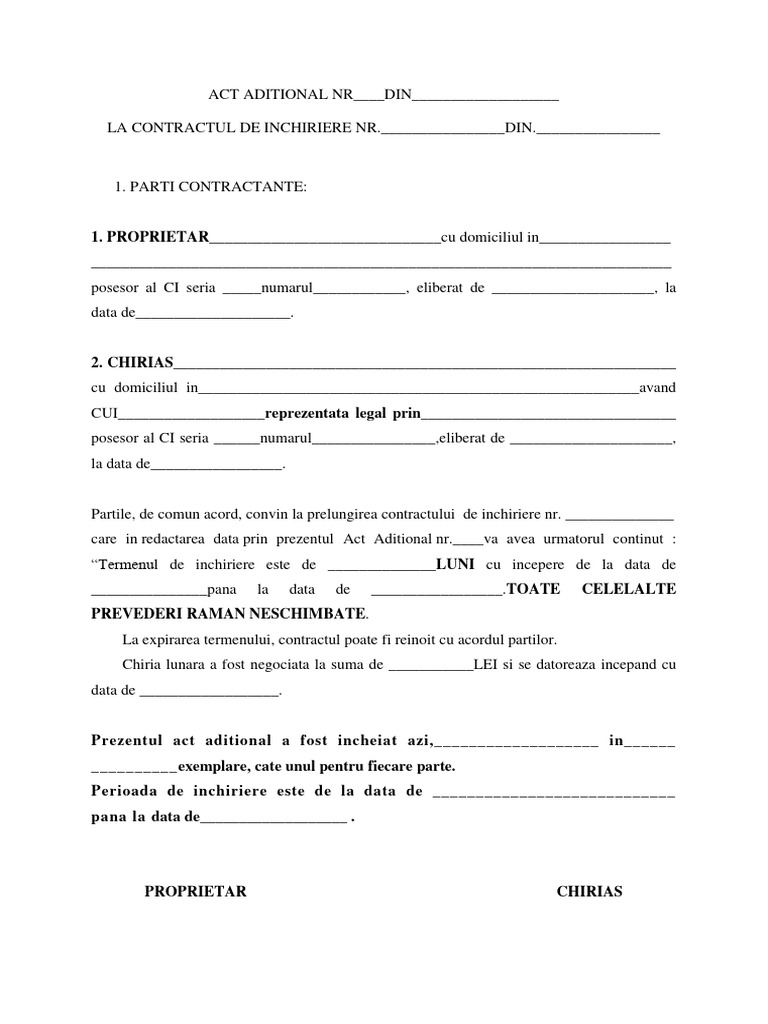 Act Aditional La Contract Chirie | PDF