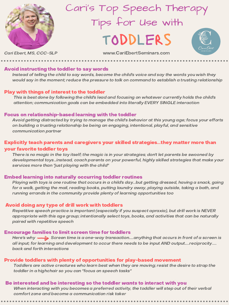 Toddler Speech Therapy Tips | PDF | Toddler | Communication