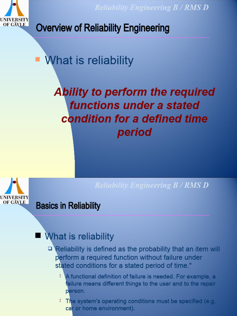 Reliability Engineering - Course - Introduction | PDF | Reliability Engineering | Engineering