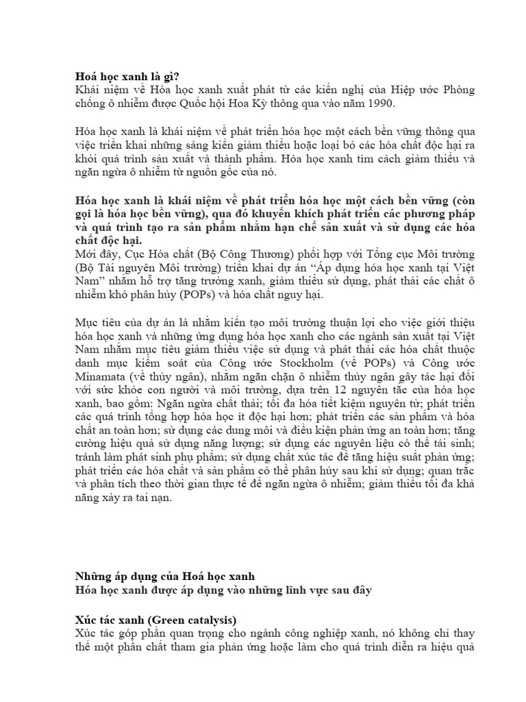 HÓA HỌC XANH | PDF