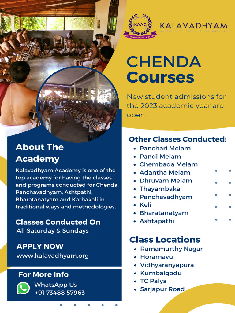 Kalavadhyam Chenda Classes | PDF | Kerala
