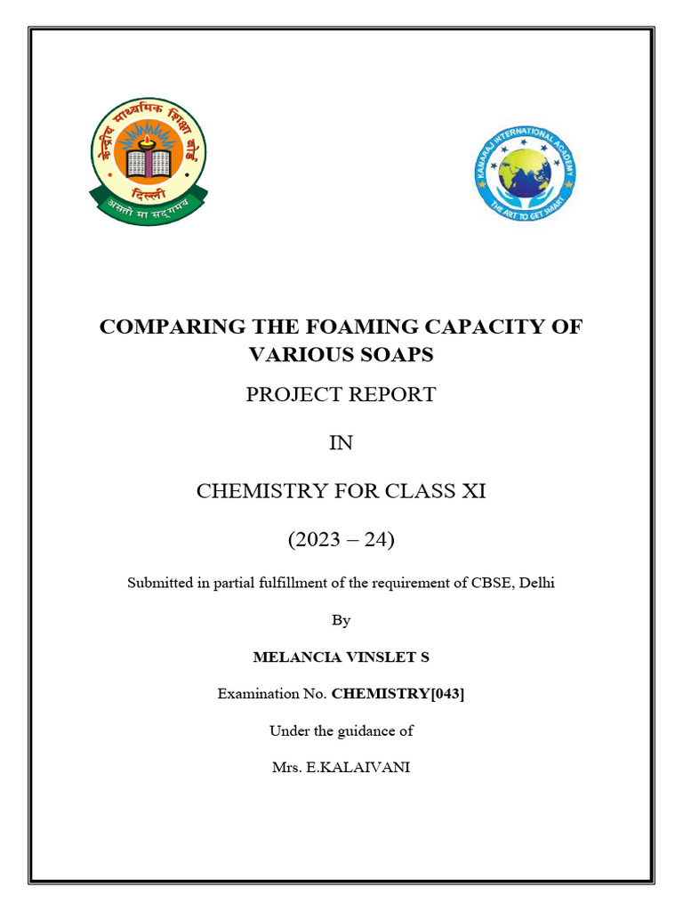 Foaming Capacity of Various Soaps | PDF