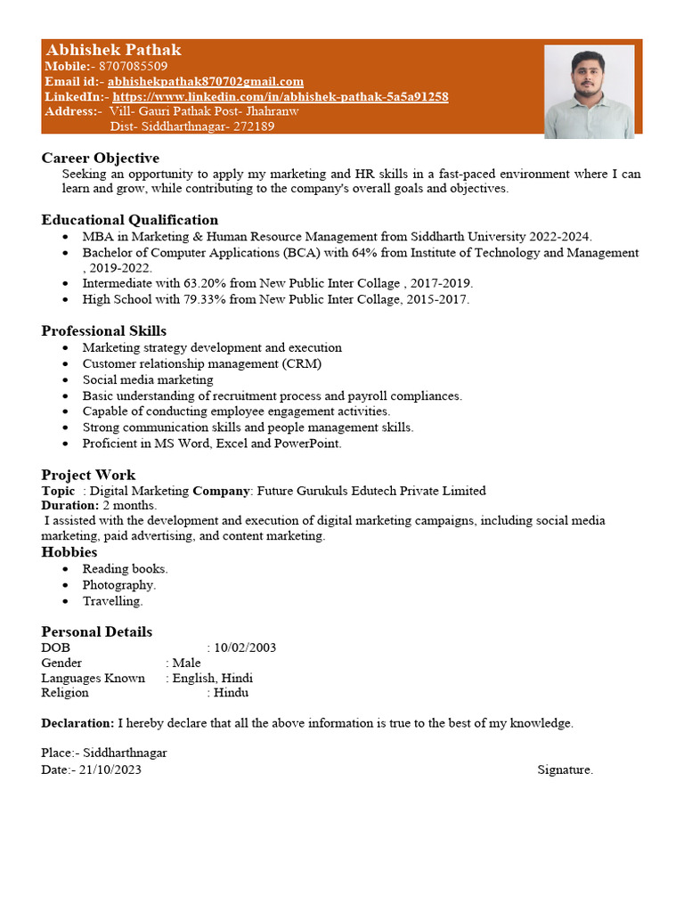 Abhishek Pathak Resume New | PDF Abhishek Pathak Resume New | PDF