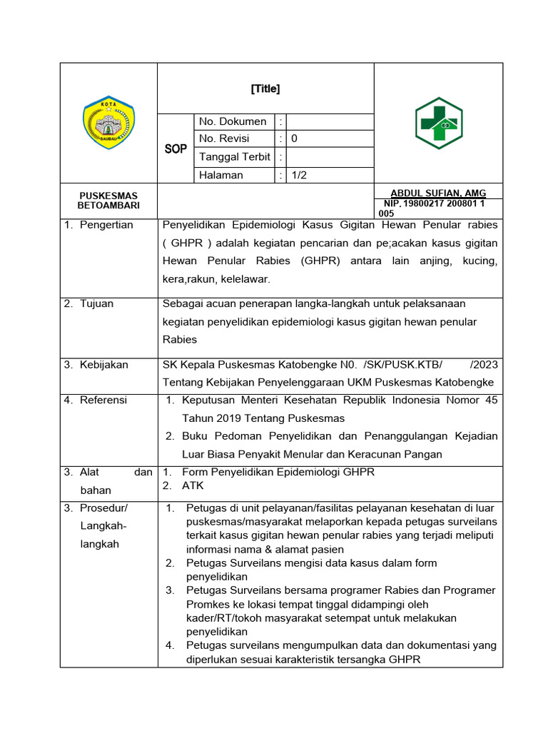 Sop Pe GHPR Fix | PDF | Sains & Matematika