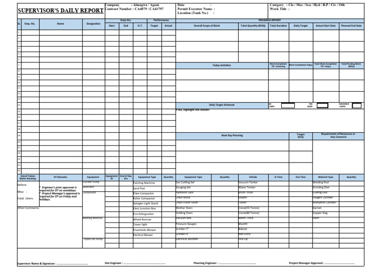 Supervisor Daily Report-Time Sheet-R5b | Download Free PDF | Truck ...