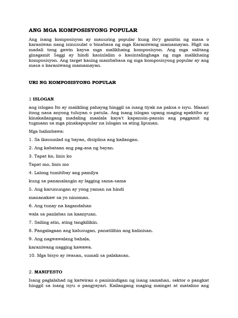 Komposisyong Popular | PDF