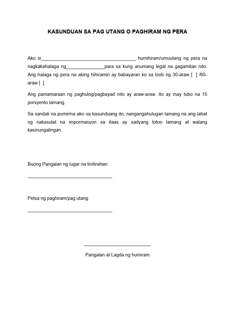 Kasunduan NG Pag Utang | PDF