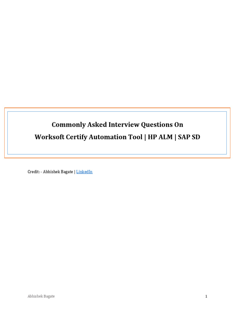 Worksoft Certify Automation Interview Question | PDF | Variable (Computer Science) | World Wide Web