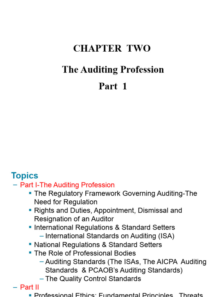 Audit I - Chapter 2, Pt. I, The Auditing Profession | PDF | Financial Audit | Audit