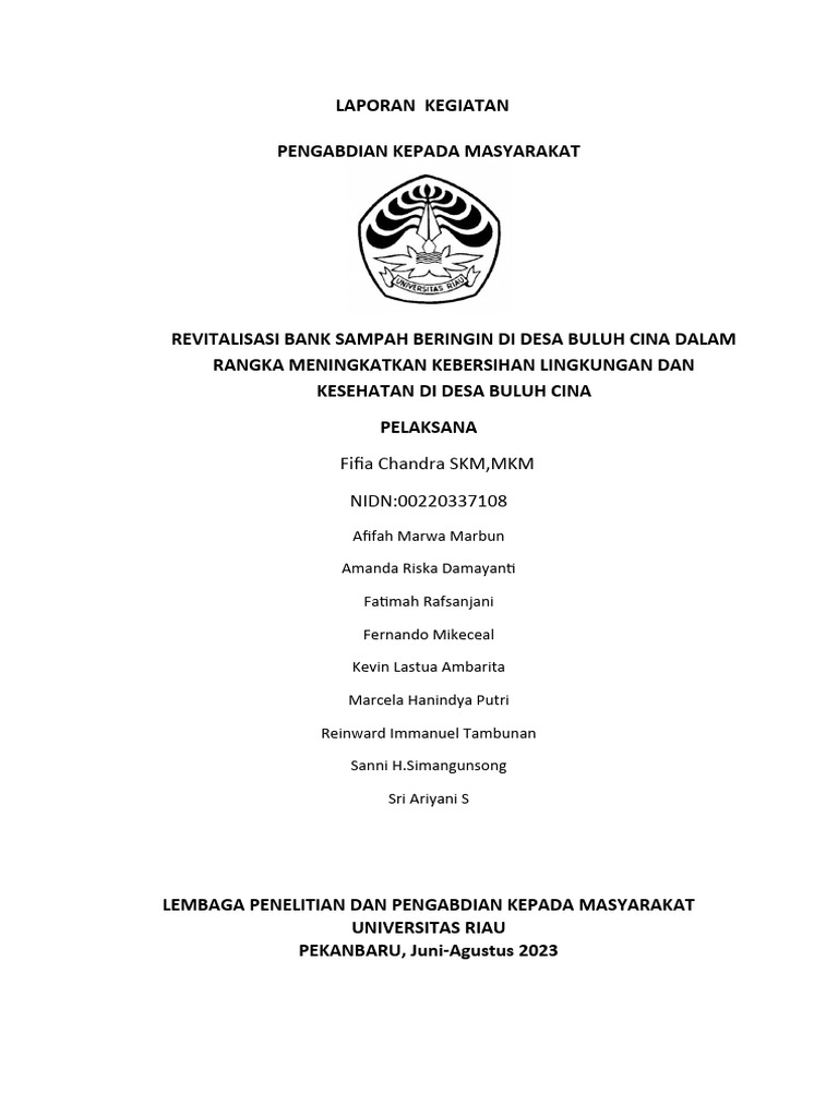 Revitalisasi Bank Sampah Desa Buluh Cina | PDF | Pengembangan Diri ...
